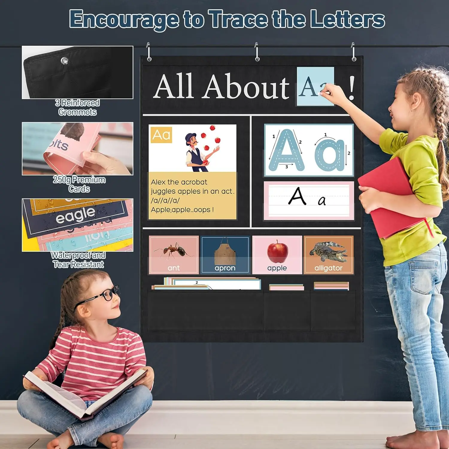 Letter Pocket Chart Fabric Educational Learning Chart for Kids Teacher ...