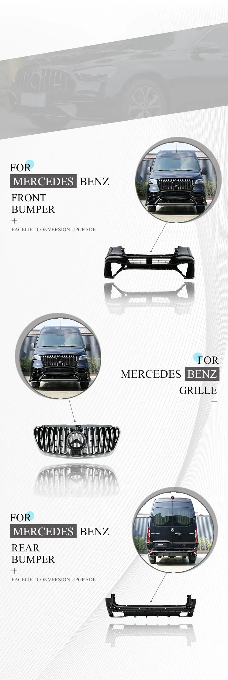 New Sprinter Van Body Kit Front Bumper Grille Facelift Van Conversion ...