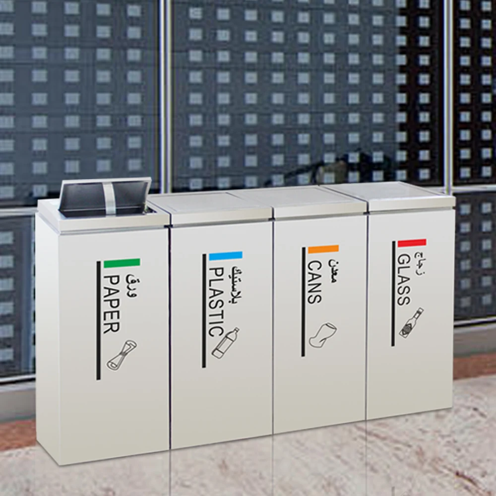 Indoor Stainless Steel Bin with Swing Lid for Recycling