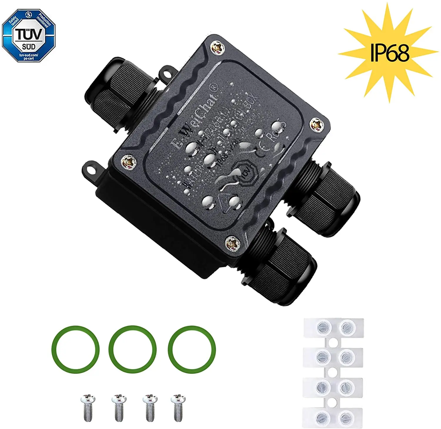 Small Black Plastic IP68 Electrical Enclosure Box PA66 Electronics ...