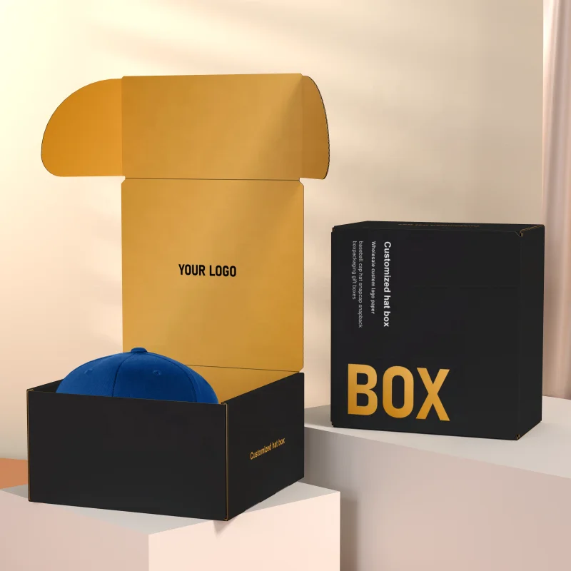 custom logo paper baseball cap hat box easy assemble box for snapcap ...