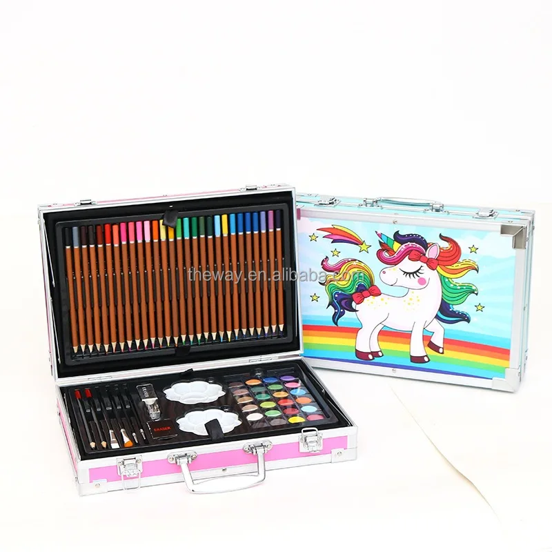 145pcs Packing Drawing Art Set - Acrylic Paints in Aluminum Box
