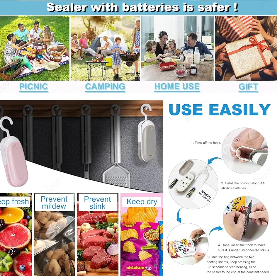 Mini Plastic Bag Sealer And Cutter Portable Heat Bag Food Saver Sealer ...