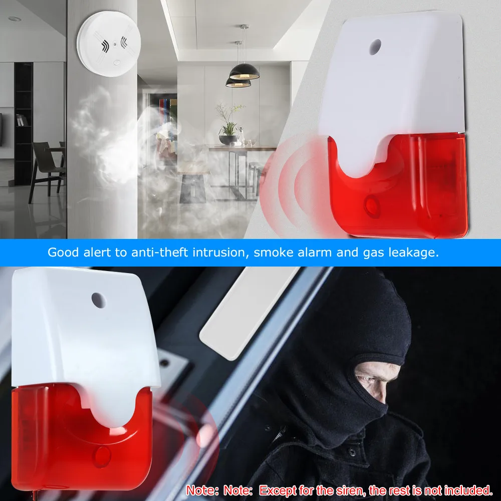 110db Red Mini Wired Horn Strobe Alarm System & Security Alarm Siren - Oem