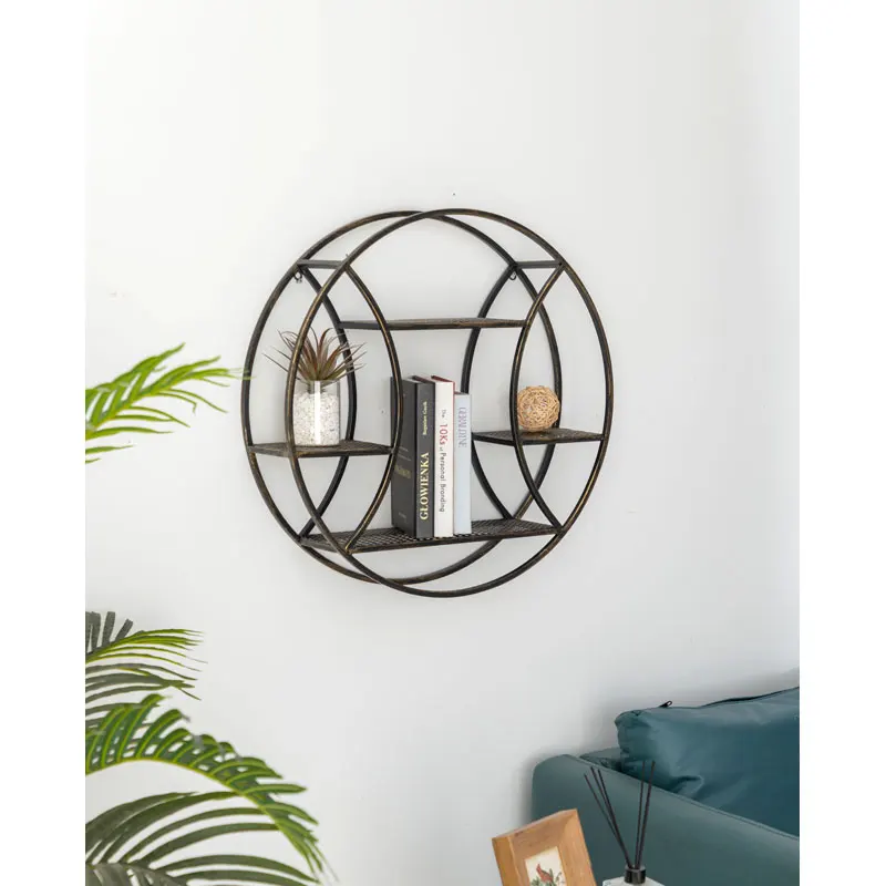 High Quality Bedroom Storage Decorative Round Wall Shelf Bookshelf ...