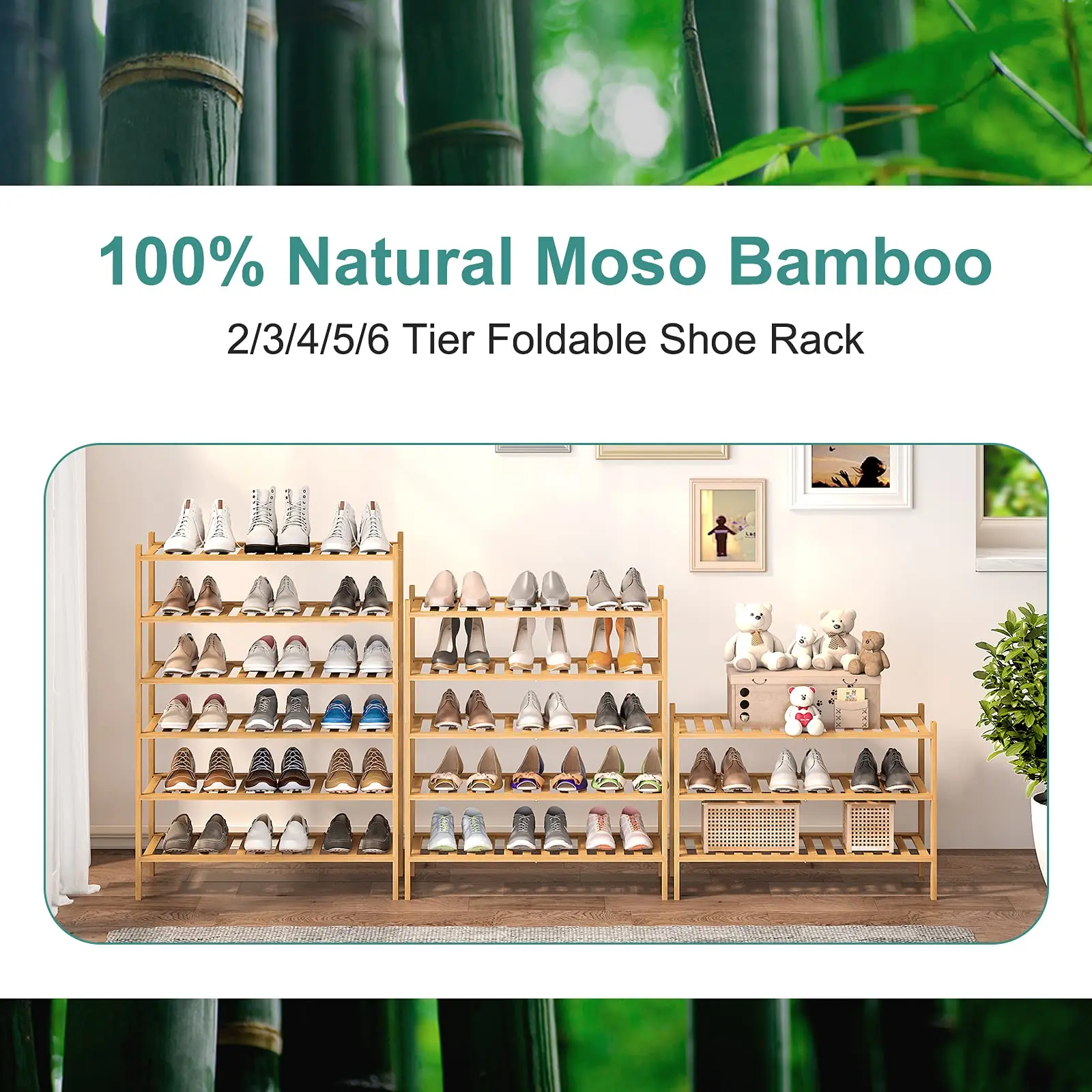 4 Storey Shoe Rack Corridor - Efficient Bamboo Storage