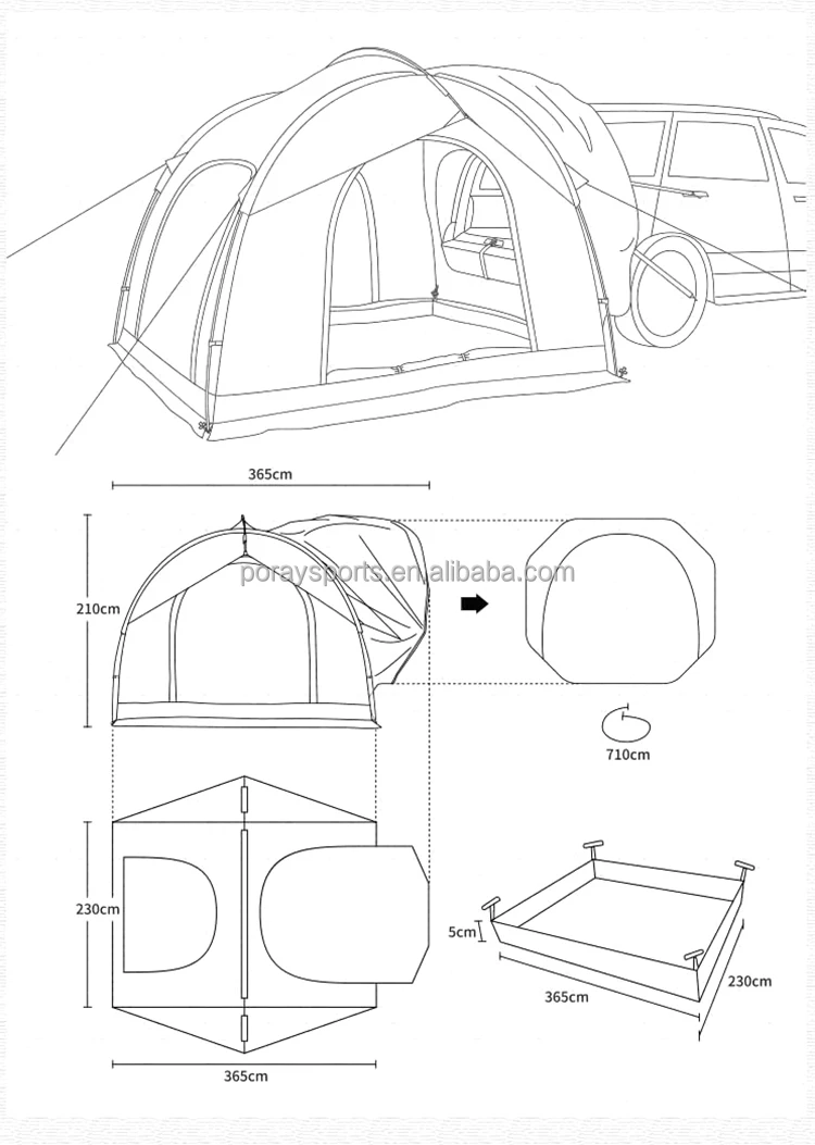 Outdoor Camping Rear Link Truck Tent Pop up Car Tailgate Tent Portable ...