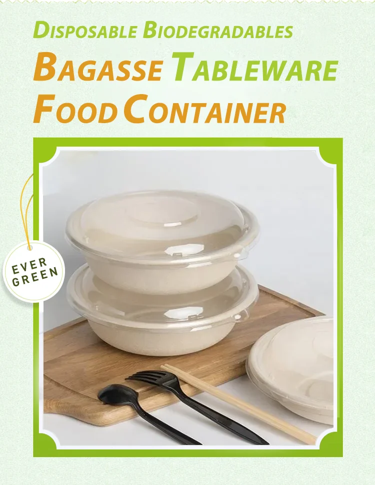 Disposable Natural Pulp 32oz Round Box Takeout Biodegradable Salad ...