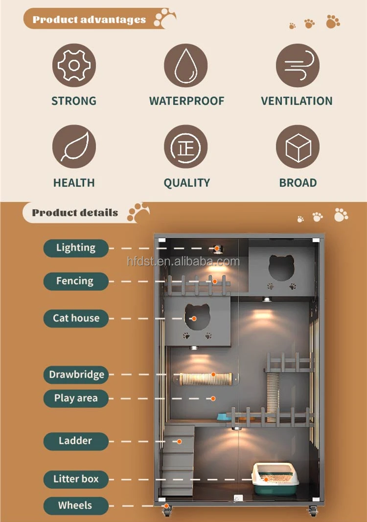 Custom Indoor Luxury Wooden Cat Furniture Breeding Luxury Cat House ...