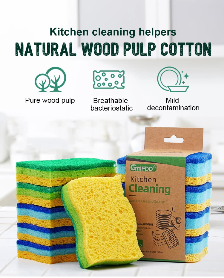 S Shape Scrub - Natural Kitchen Cleaner Wood Pulp Sponge