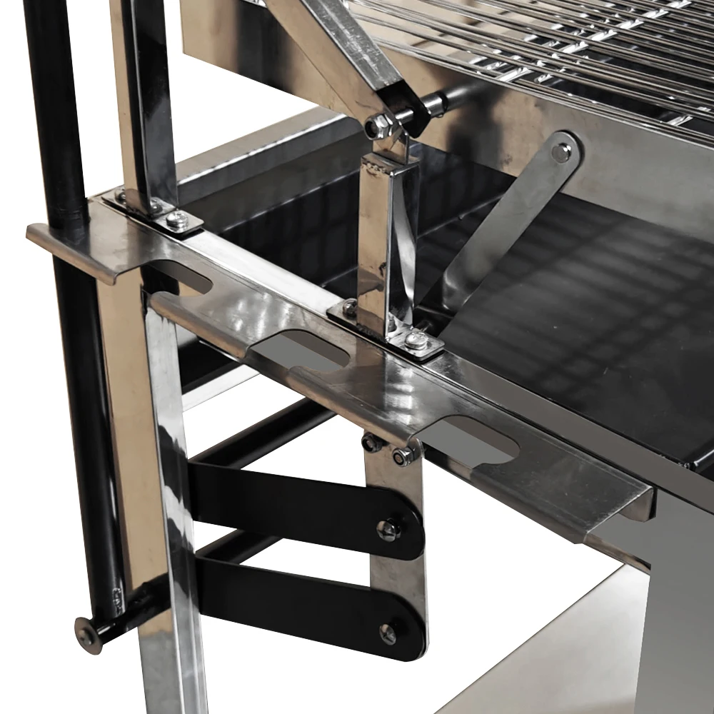 Portable Steel BBQ Grill - Adjustable Height & Easy Flip
