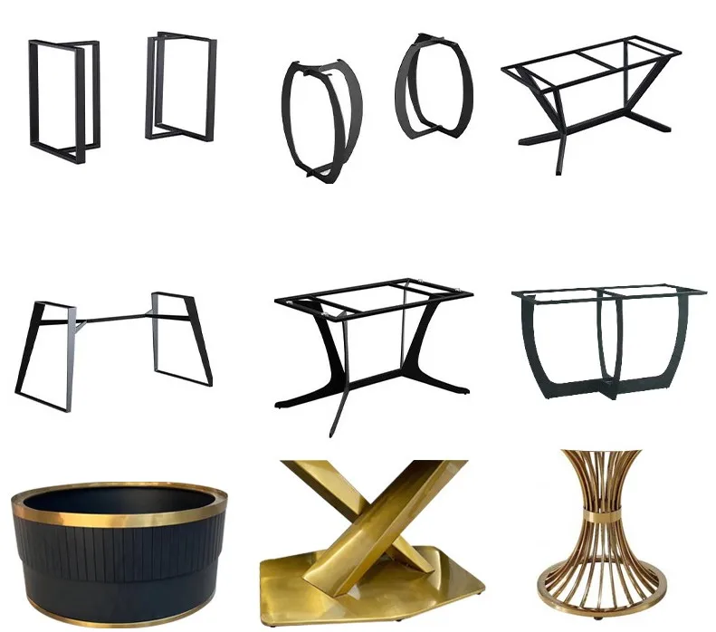 Office Table Frame Black Gold Metal Cast Iron Industrial Steel ...
