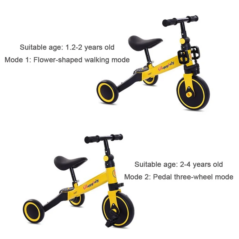 2025 New Balance Bike Folding Tricycle Children's Bike with Pedals 1-6 ...