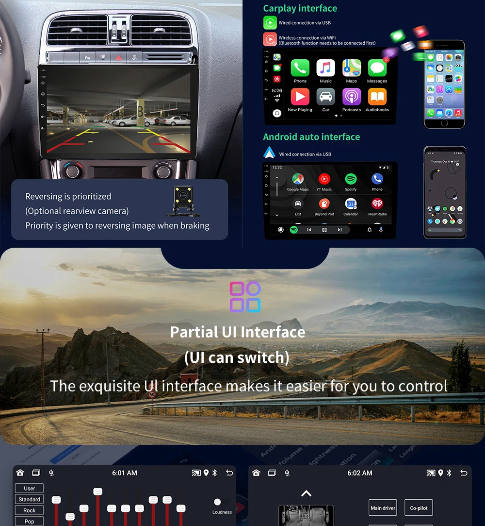 Ac8227l Android 11 Carplay/android Auto Gps/bt/wifi/fm Reverse Camera 1024*600 9 Inch Android ...
