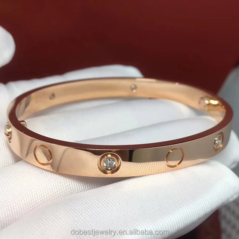 Luxury Designer Brand Bangle Full Size 316L Stainless Steel 18K Gold ...