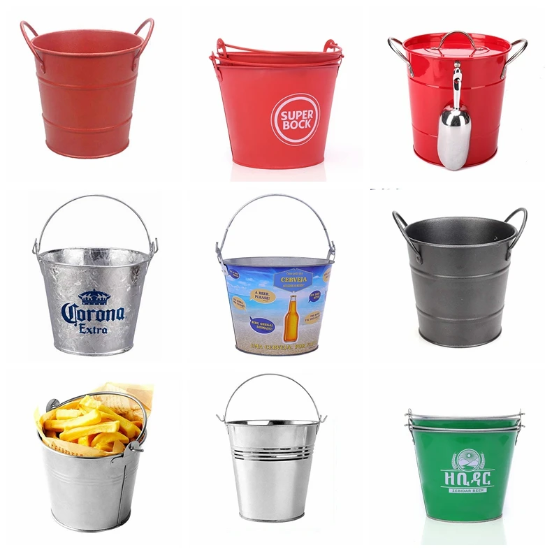 Promotional Galvanized Metal Tin Pail Bucket Ice Beer Tin Bucket With ...