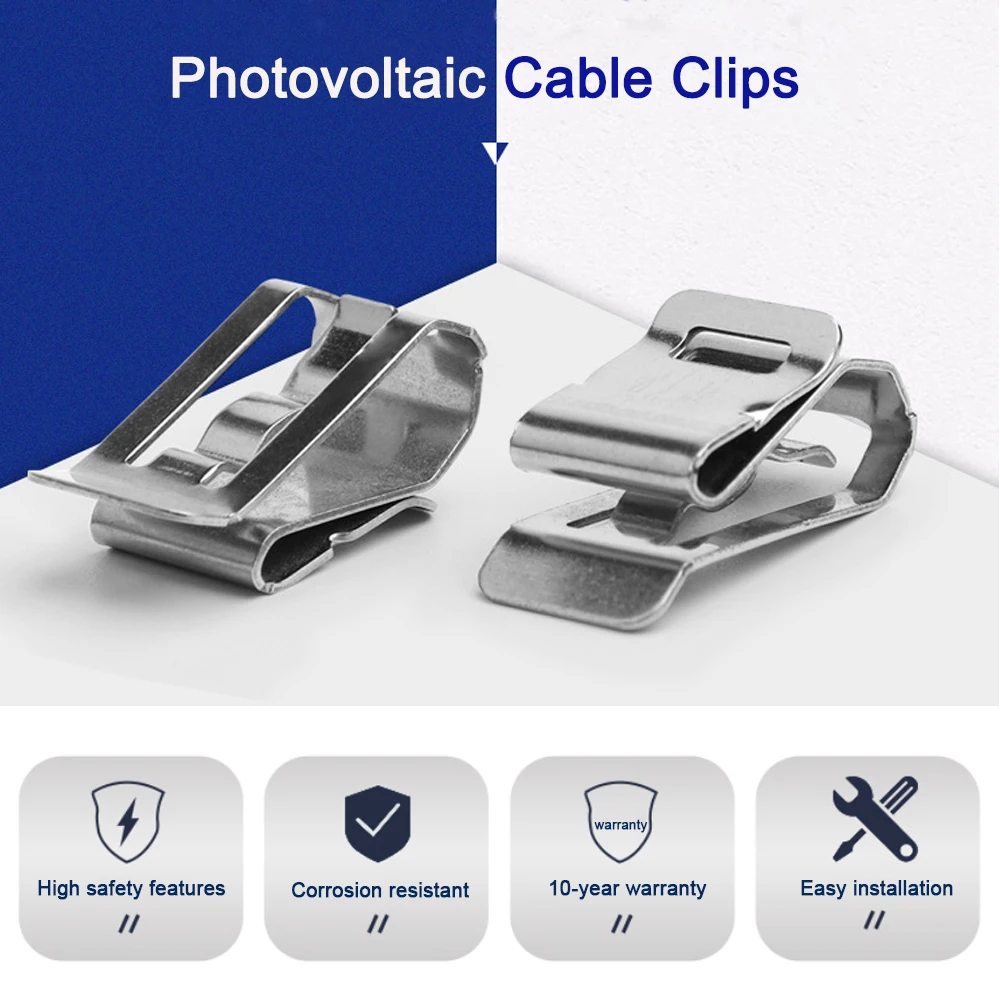 50 Pcs Solar Panel Cable Clips Stainless Steel Solar Pv Wire Clips ...