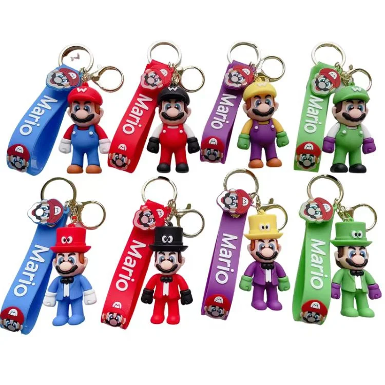 MB1 Cartoon Cute Super Game Bros Custom Pvc Keyring Kawaii Seated Mario ...
