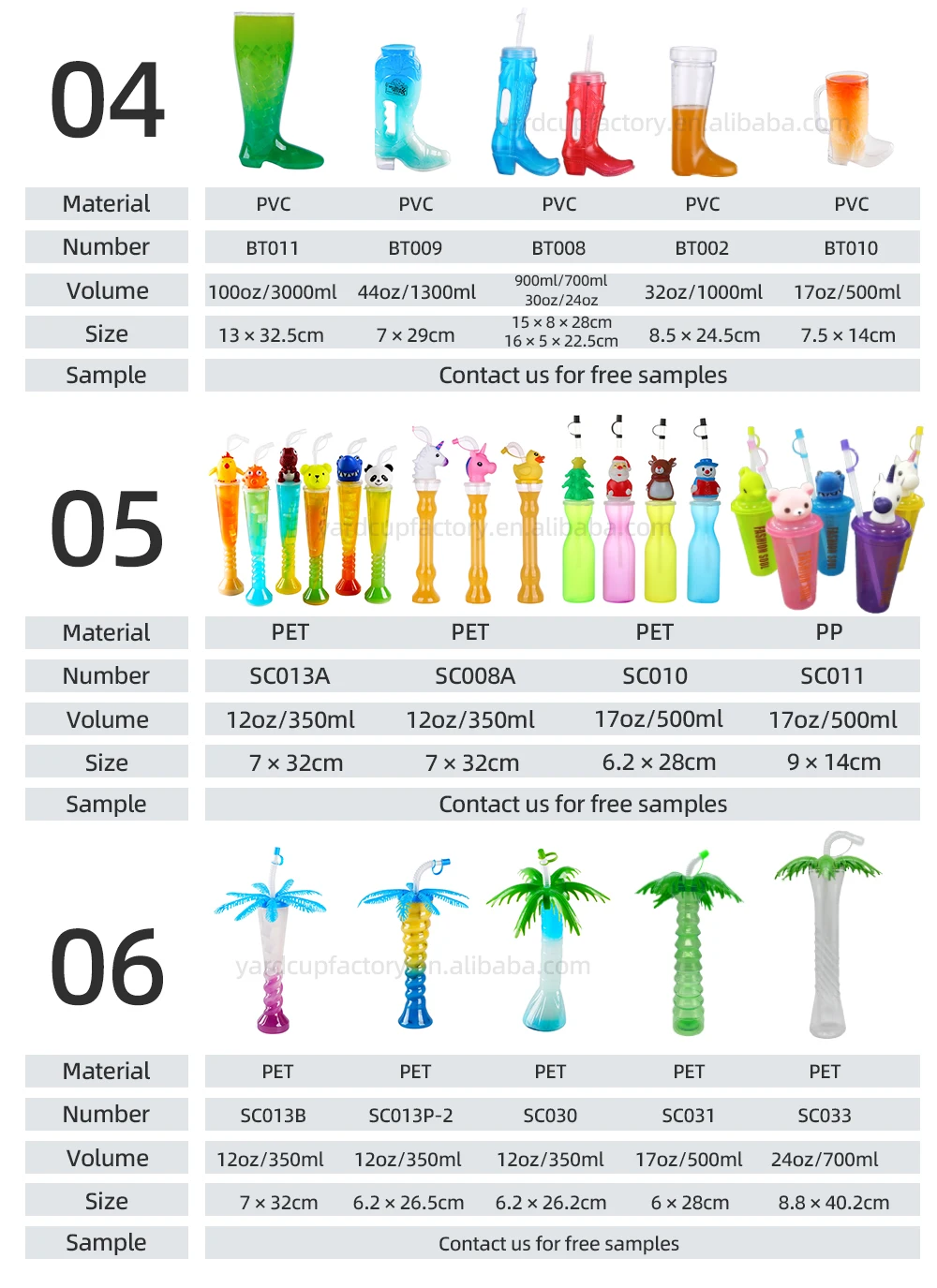 Custom Logo Transparent Plastic Cups - Long Neck Daiquiri Yardas Cups