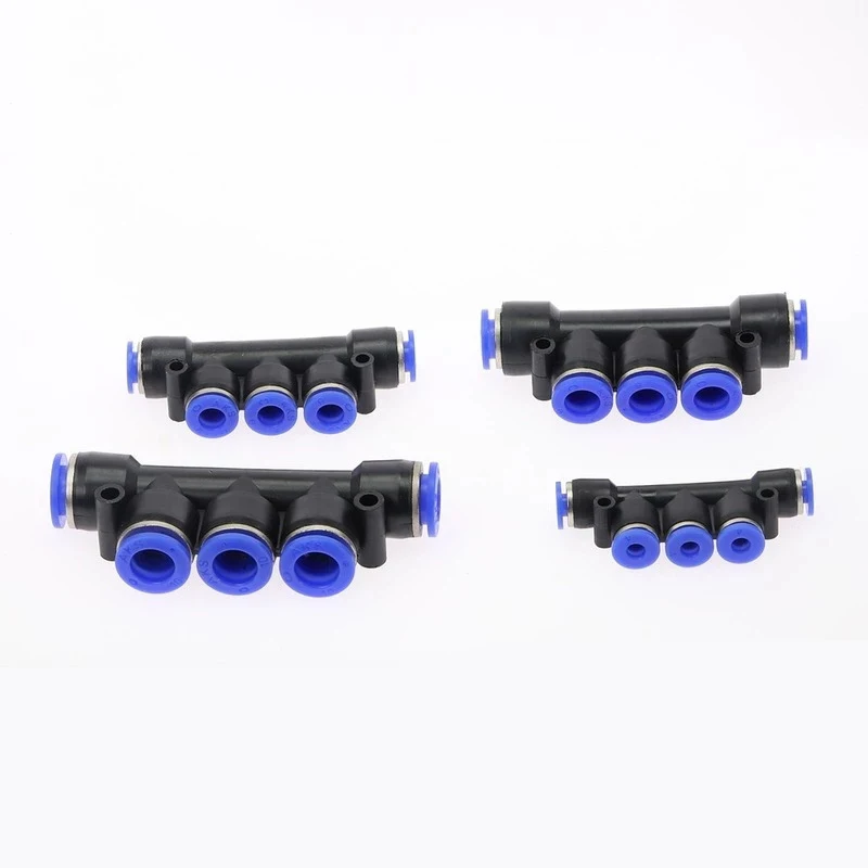 Plastic 5 Way Pipe Fittings Quick Connect Air Hose Pneumatic One Touch ...