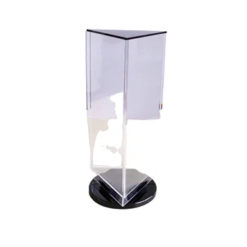 Acrylic Rotating Table 3 Sided Rotating Triangle Clear Advertising Card ...