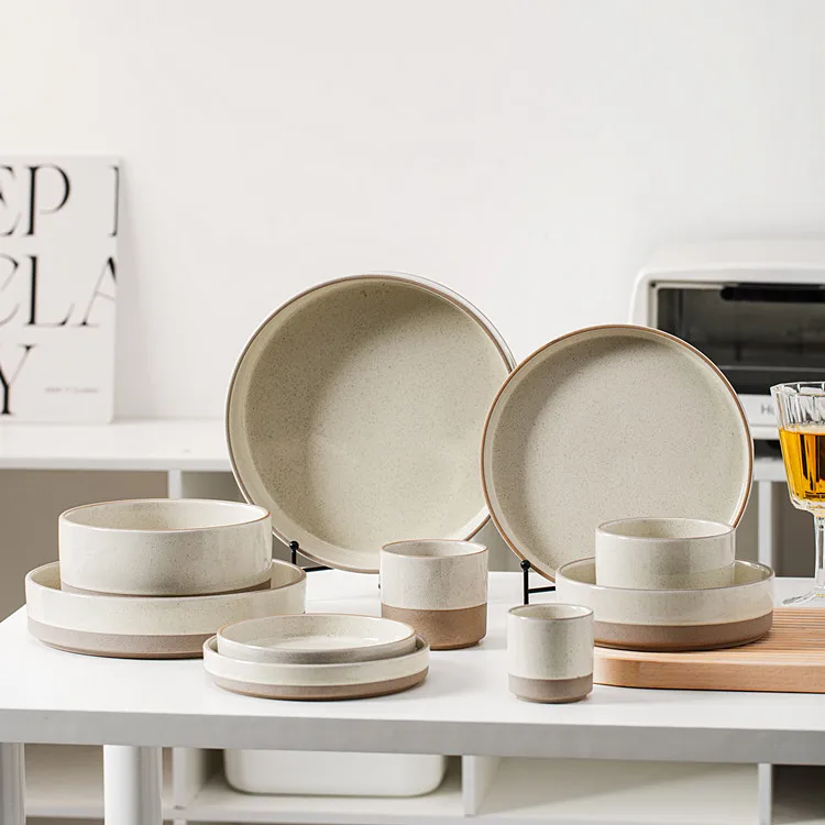Nordic Modern Stoneware Tableware Dinnerware Sets Speckled Glazed ...