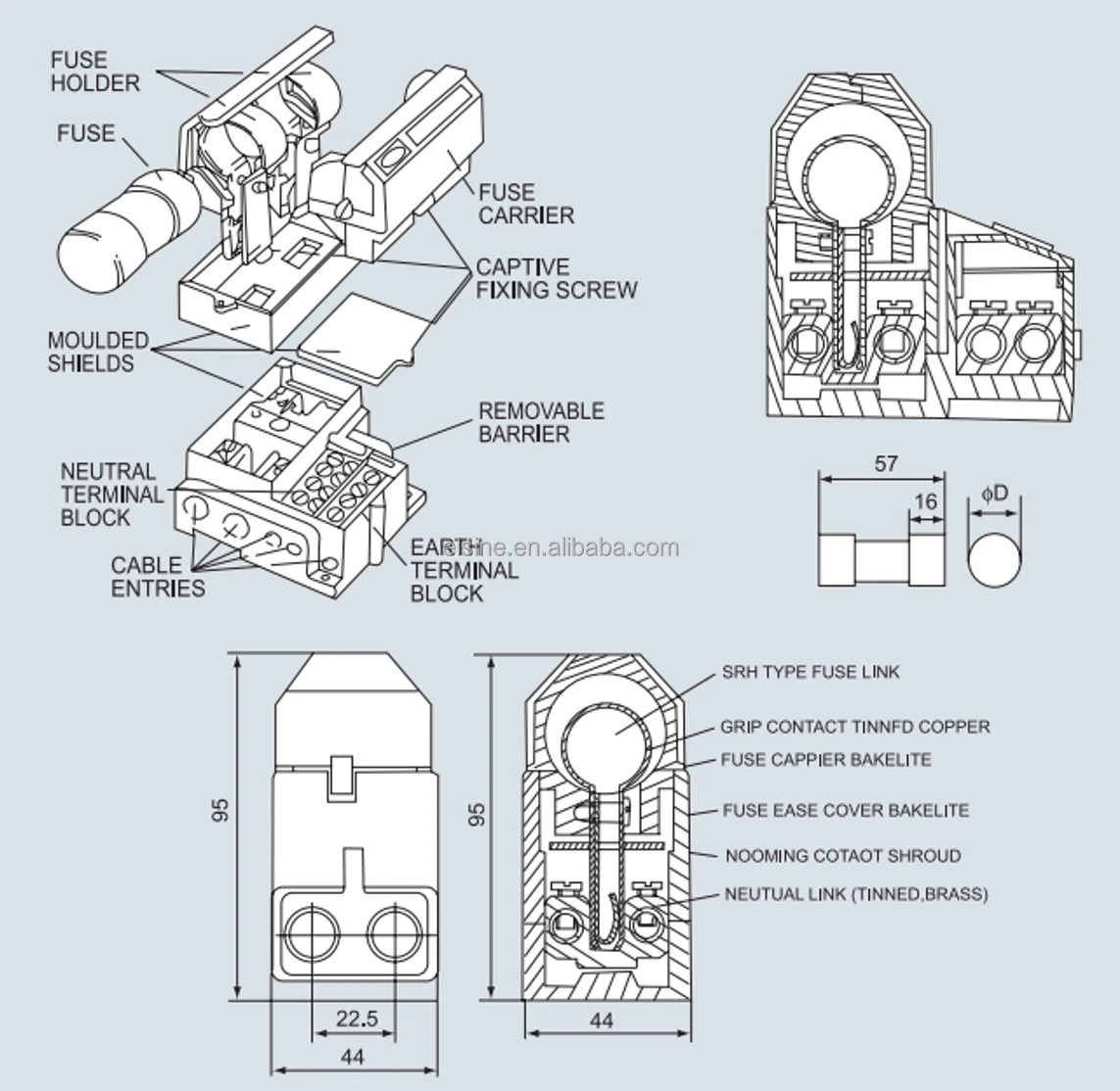 Single Pole and Neutral House Service Cut-out Fuse 30A 60/80A 100A for ...