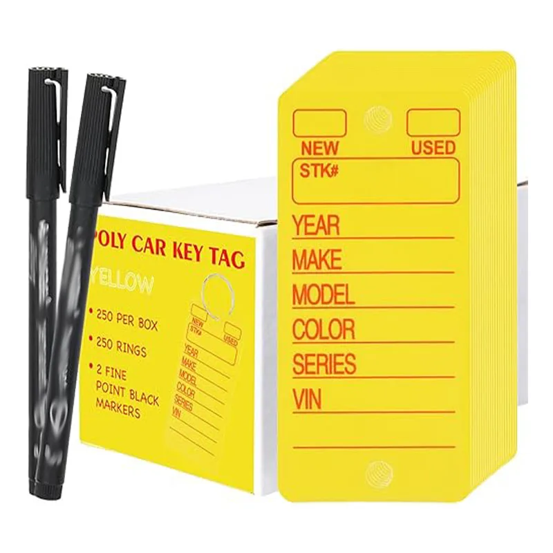 500 Pieces Yellow Dealership Tags Car Key Tags Shop Labels Blank ...