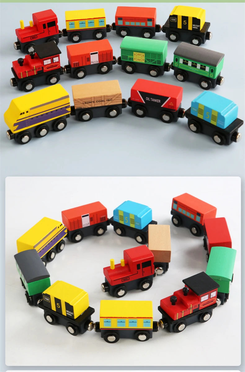 12pcs Magnetic And Connectable Train Set Wooden Train Model Children's ...