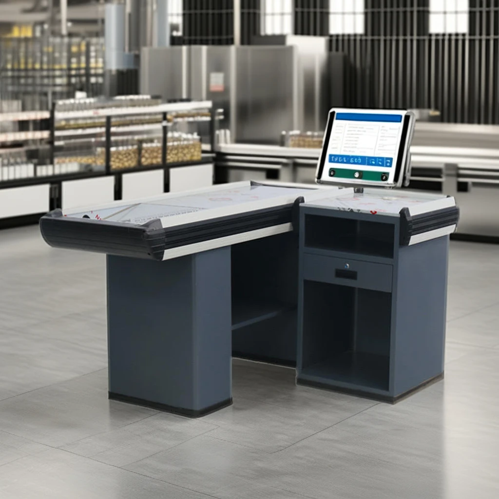 Supermarket Cash Register Table Checkout Counter Steel Metal ...