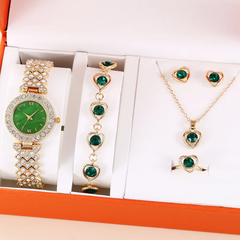 Girls Gift Set Bling Hip Hop Diamond Lady Watch Set 6 Piece Bracelet ...