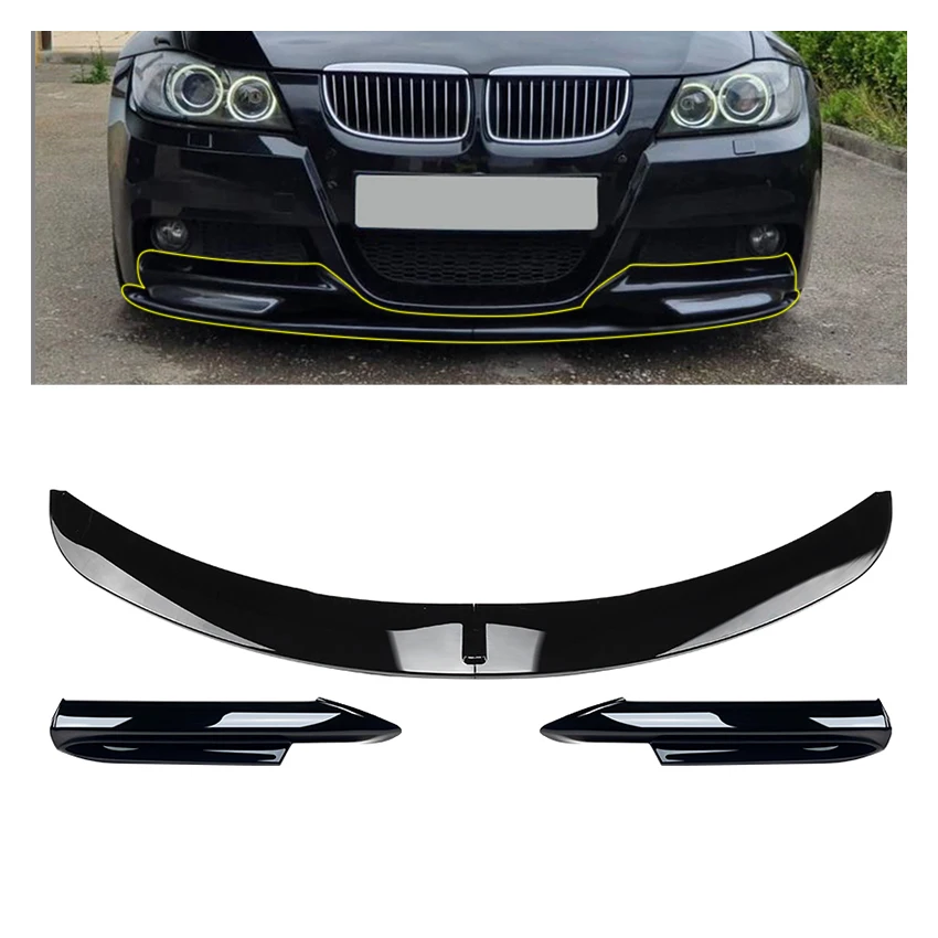 Amp-z E90 Plastic Gloss Black Front Bumper Splitter Auto Body Kits For ...