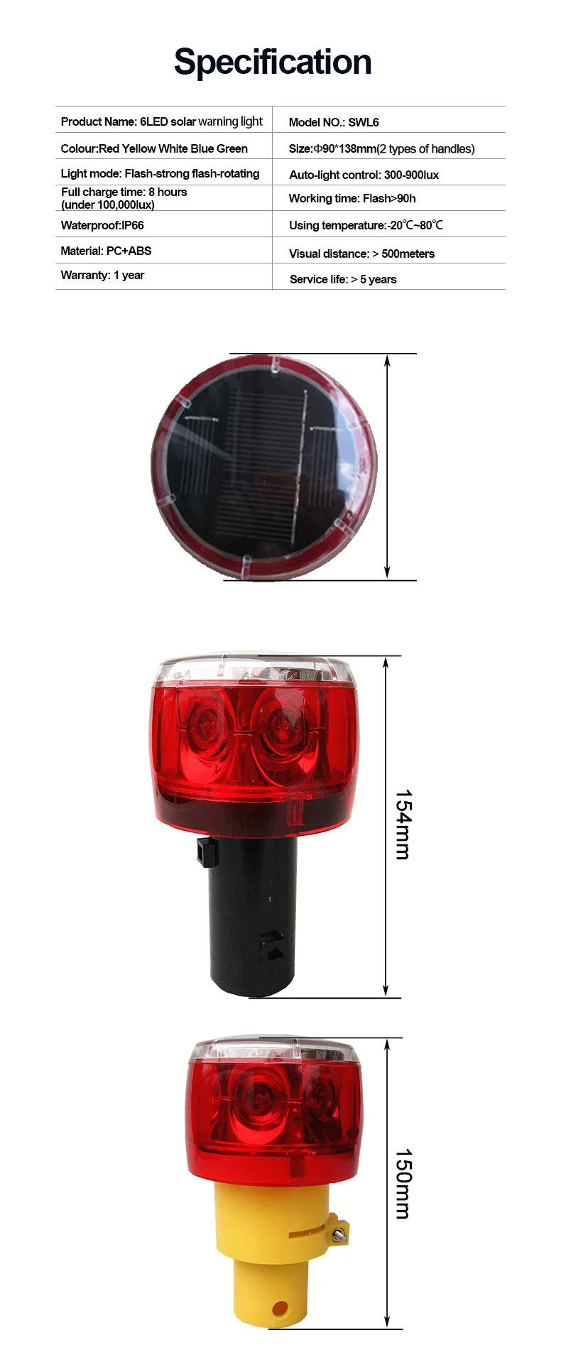 Round Luminous Notices Road Flasher Ip65 Traffic Beacon Light for ...