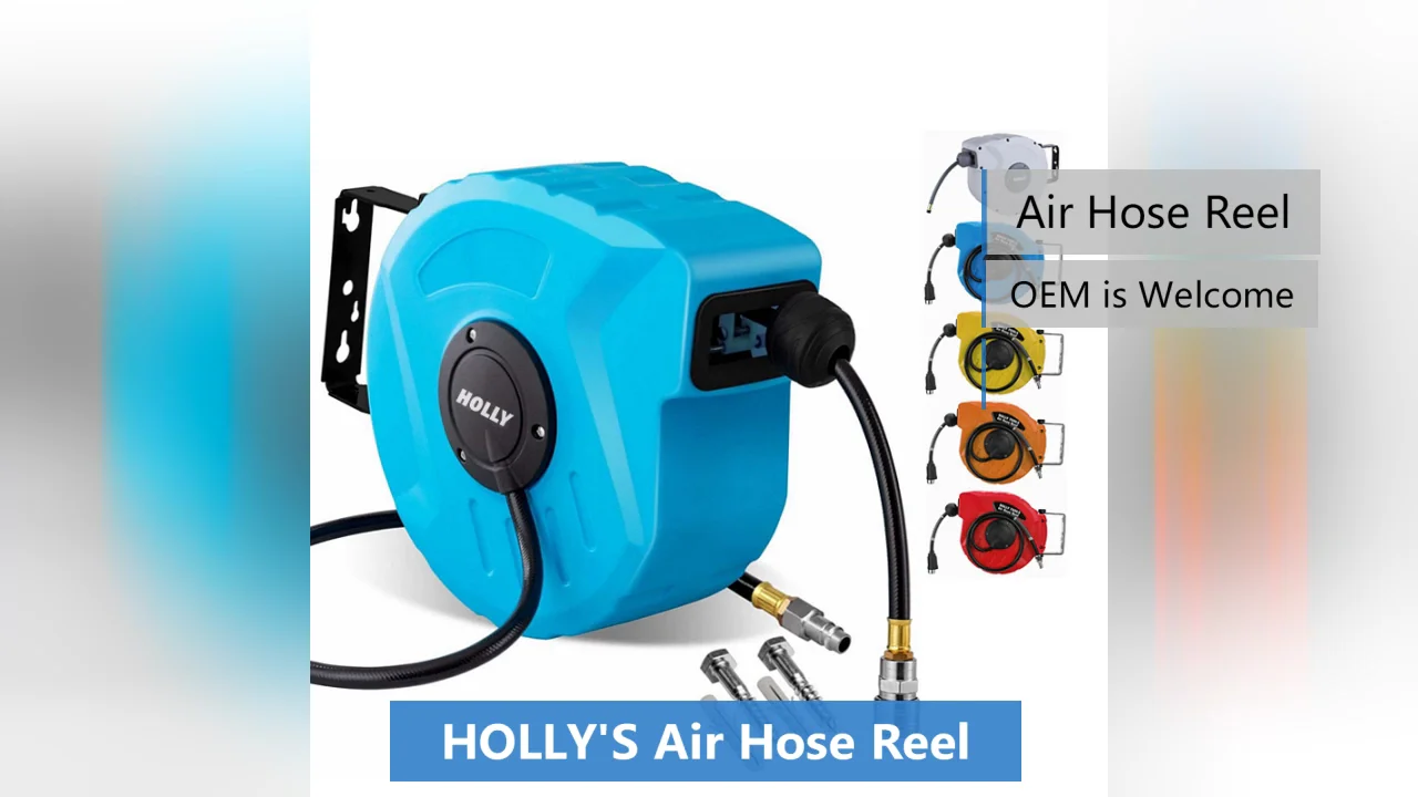 Hot 100ft Air Hose Reel Retractable Air Pipe Drum Safe Holder Rack ...