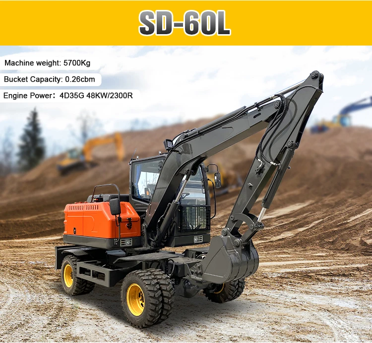 Wheeled Excavator 6ton Wheel Excavator Full Hydraulic Mini Excavator ...