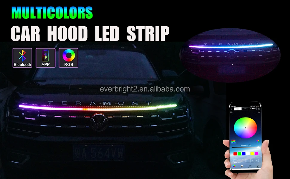 Car Hood Led Strip 60 Inch 1.5M RGB Daytime Running Light Strip with ...