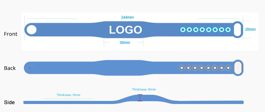 Custom 13.56mhz Waterproof Silicone Nfc Wristbands Adjustable Nfc Band ...