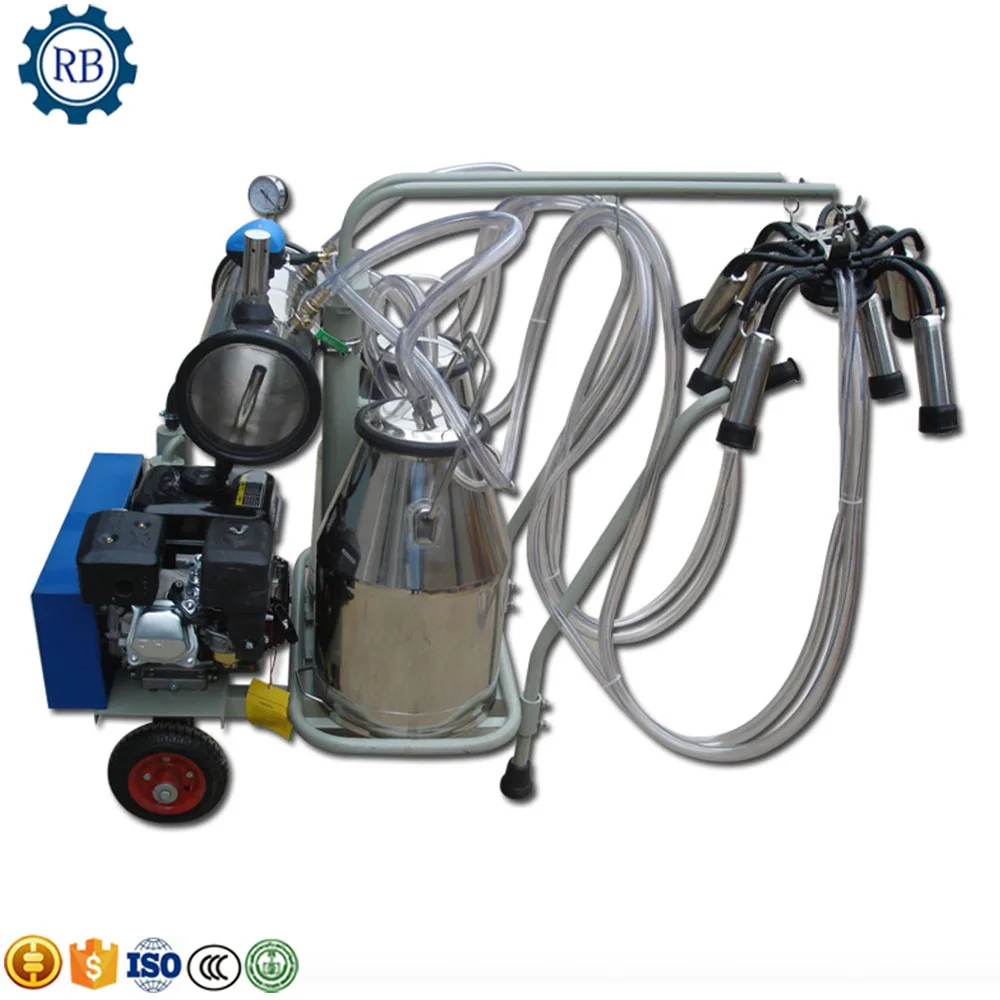 Single and Double Barrel Vacuum Pump Mobile Milking Machine for Animal ...