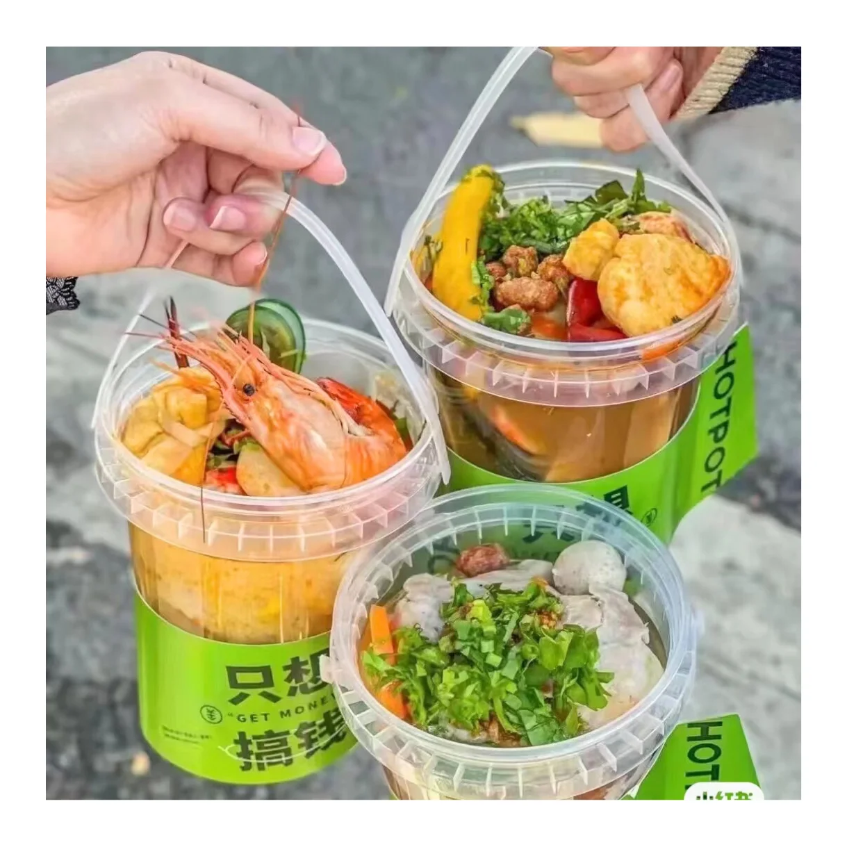 Wholesale 24oz & 32oz Clear Plastic Drink Buckets with Lid