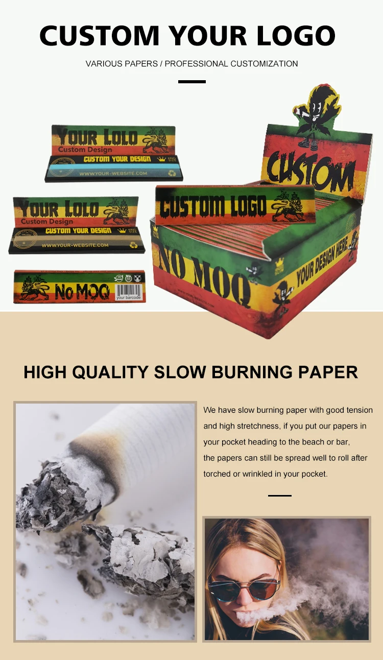 Custom Smoking Rolling Paper Unbleached Paper Oem Cigarette Tobacco ...