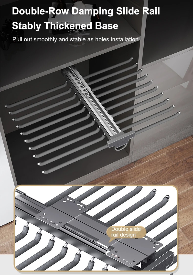 HNOSS Wardrobe Metal Trouser Rack Hangers Retractable Double Sided Pull ...