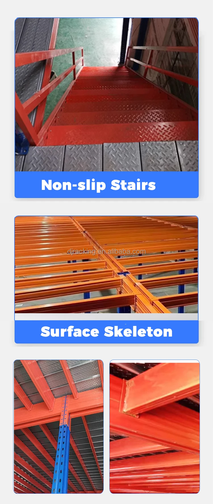 DJ Heavy-Duty Rack System Mezzanine Floor Pallet Racking with Stair ...