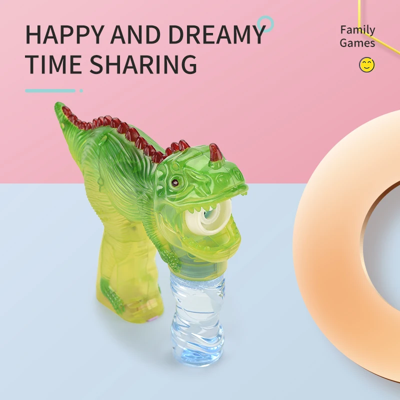 Transparent Light&sound Bubble Gun Electric Drive Bubble Wand Dinosaur ...