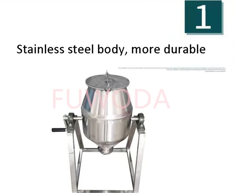 5L ManualDry Powder Drum Mixer Blender Machine Stainless Steel ...