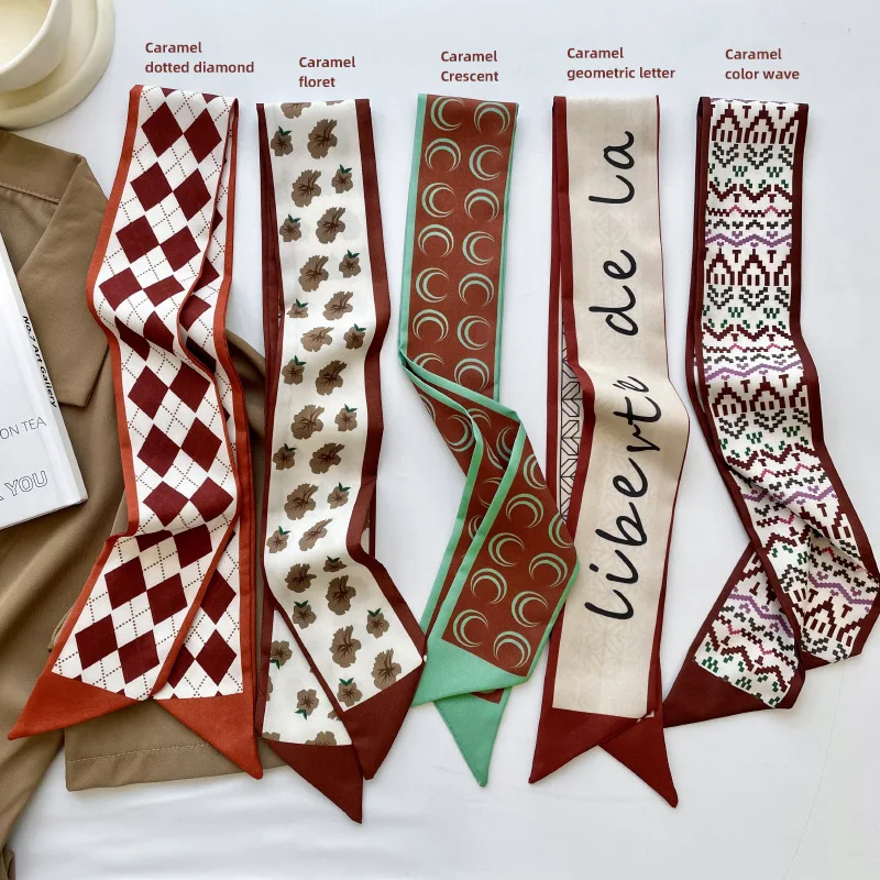 Geometric Letter Diamond Wave Red Design Silk Twill Scarf Women Bag ...