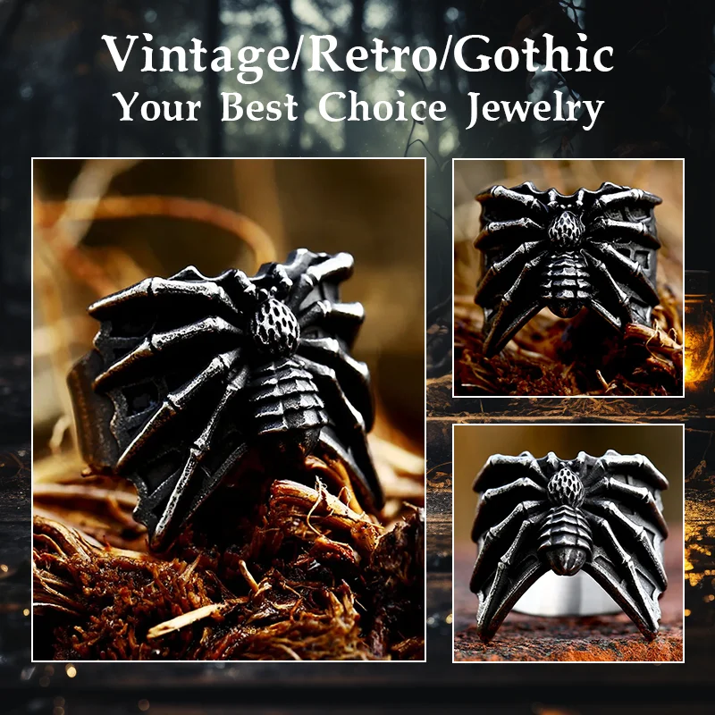 New Arrival Unique Spider Design Punk Ring Creative Gothic Animal ...