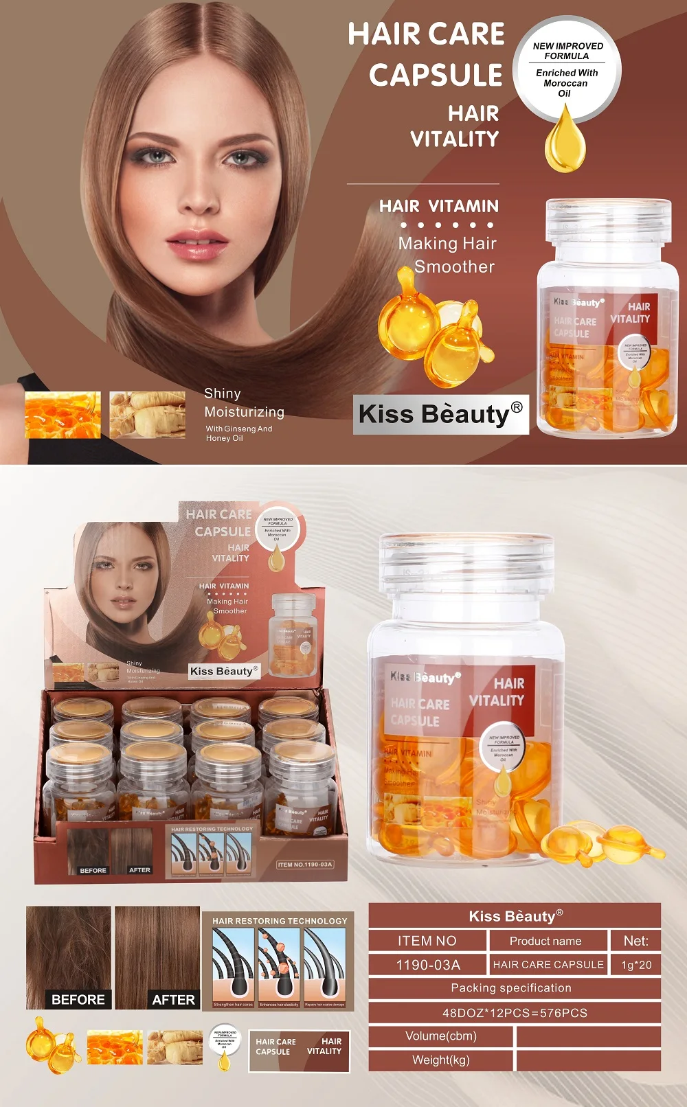 Kiss Beauty Smoothing Capsules - Cruelty Free Hair Oil