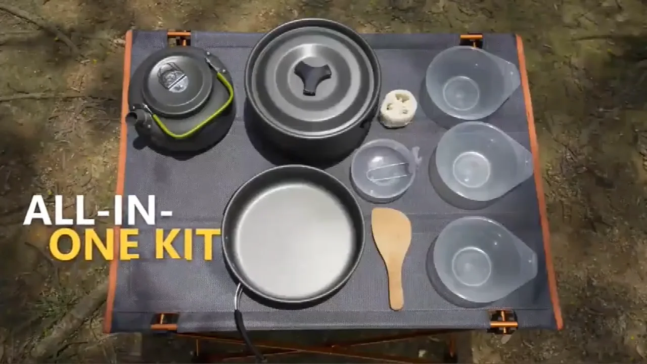 Stainless Steel Cooking Set Frying Pan Portable Outdoor Cookware ...