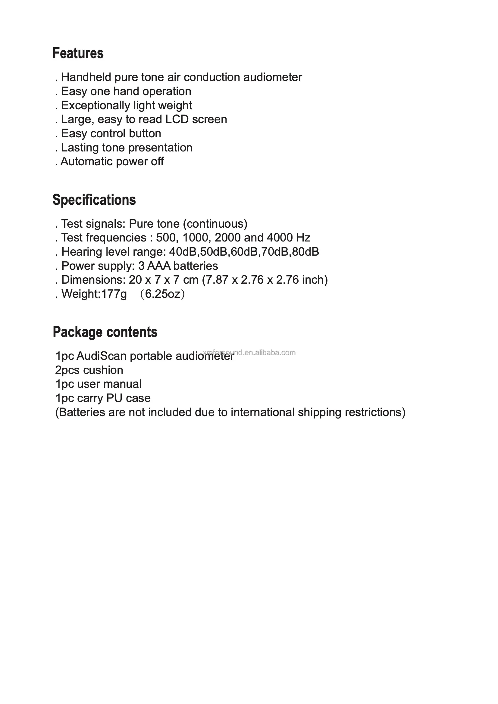 Forsound Audiscan Portable Audiometer - Mini Size Hearing Test