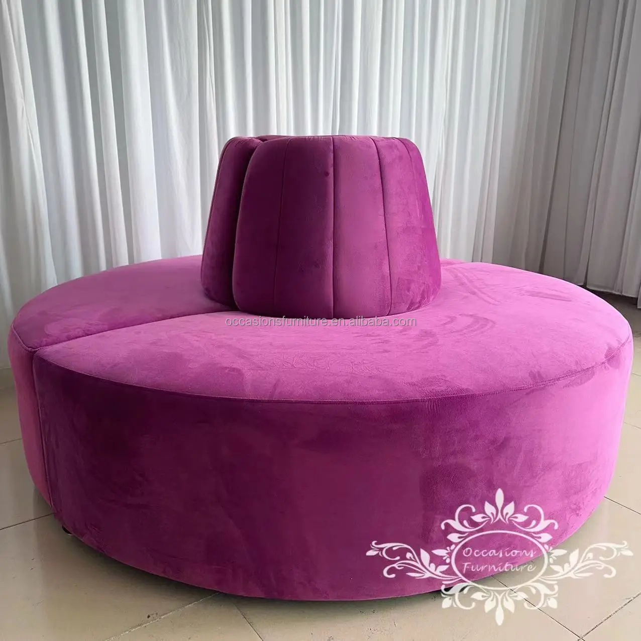 Purple Round Velvet Sofa Hotel Hall Furniture Events Commercial Sofa ...